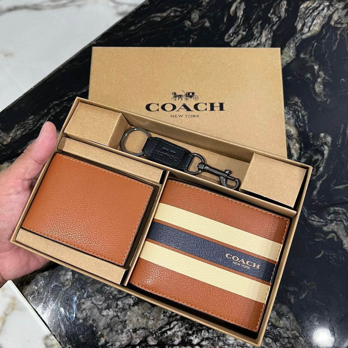 Coach Tan Premium Men’s Wallet Gift Set - TheLuxuryTag