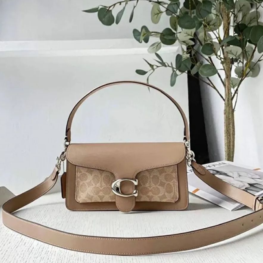 Coach Plaque Beige Apricot Shoulder Bag (With Box) - TheLuxuryTag