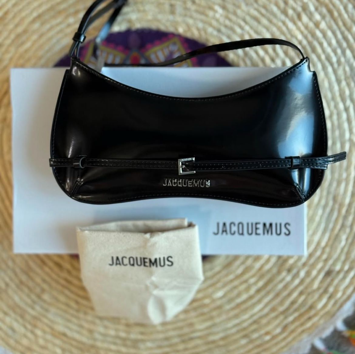 Jacquemus Le Bisoi Black Patent Shoulder Bag (With Box) - TheLuxuryTag