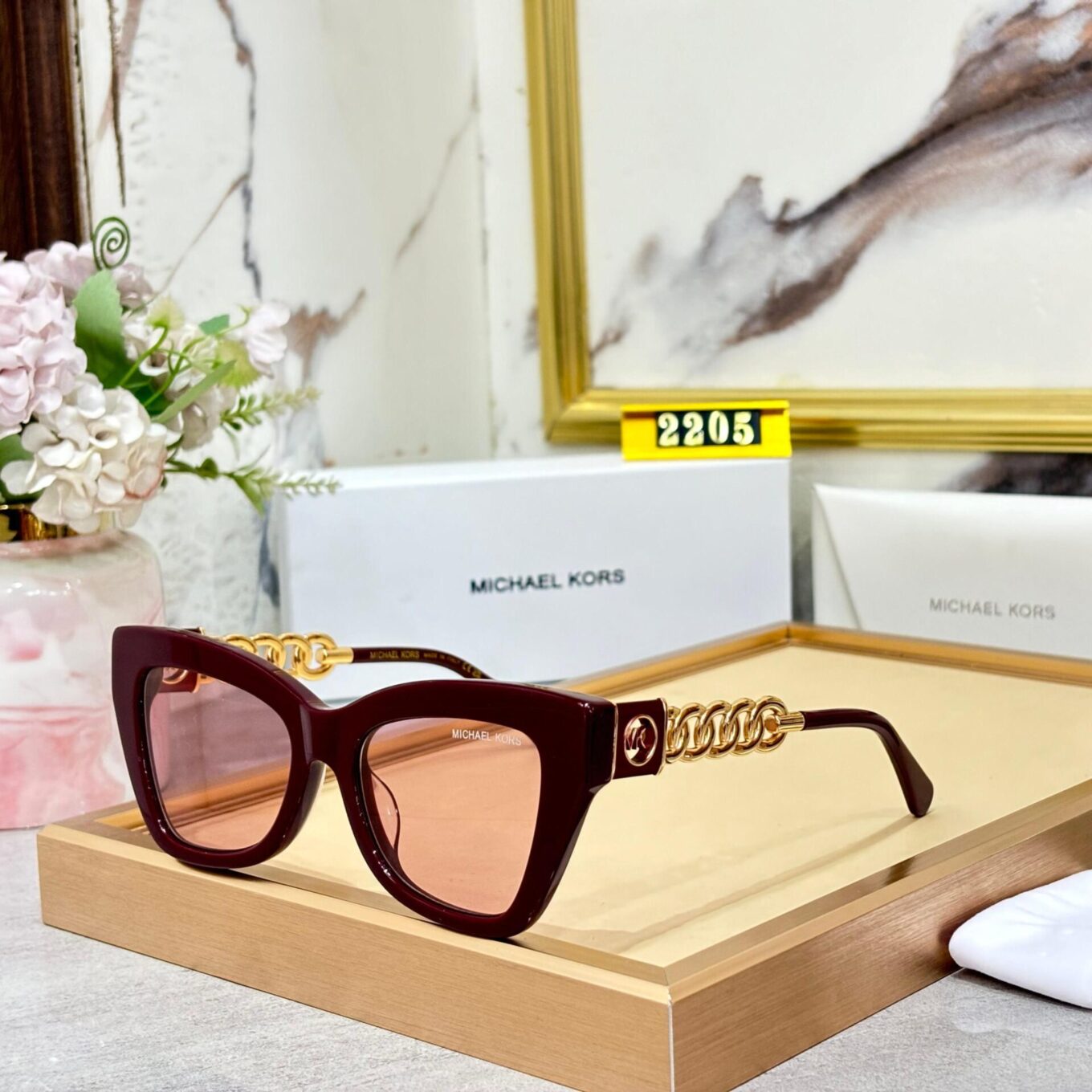 Michael Kors Cat-Eye Wine Color Premium Sunglass For Women - TheLuxuryTag