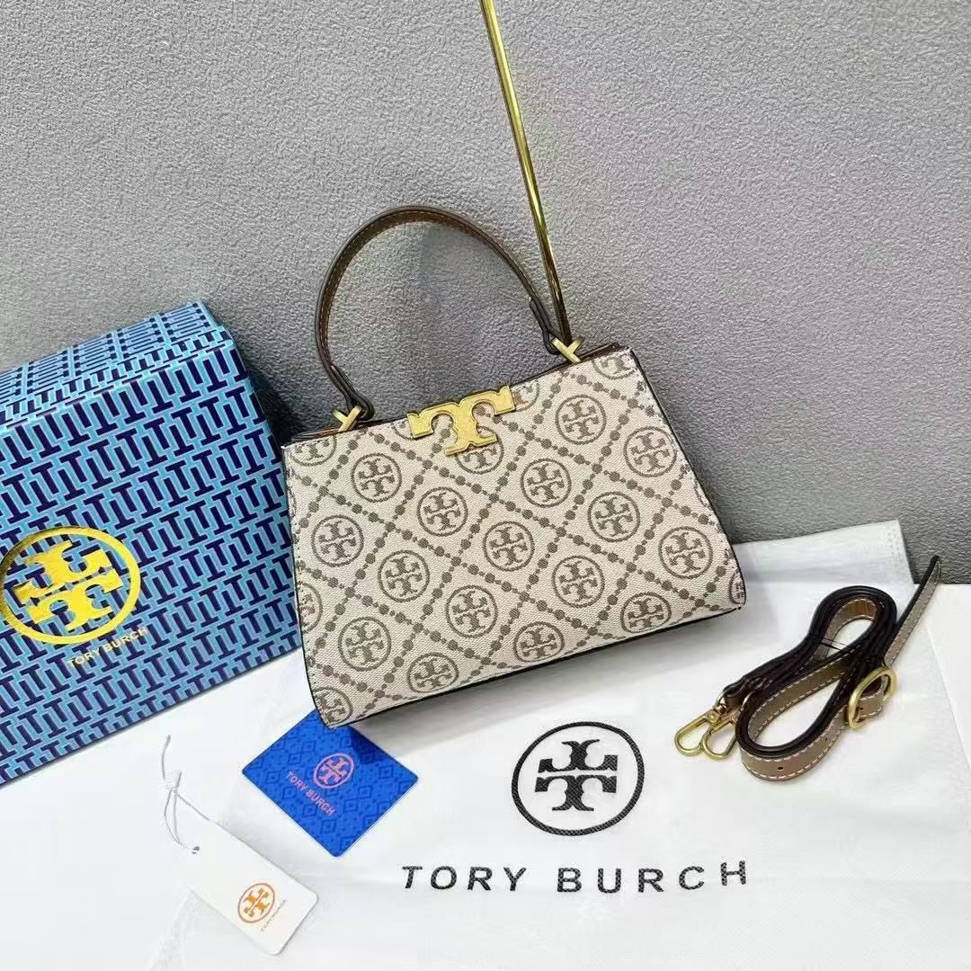 Tory Burch T Monogram Spazzolato Beige Small Handbag (With Box ...