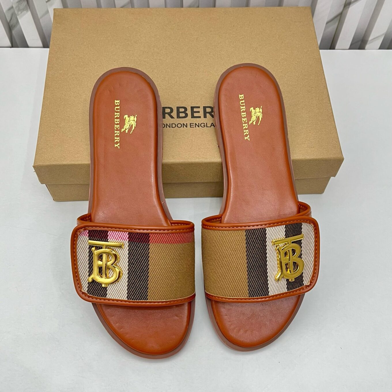 Burberry TB Brown Flat Slipper - TheLuxuryTag