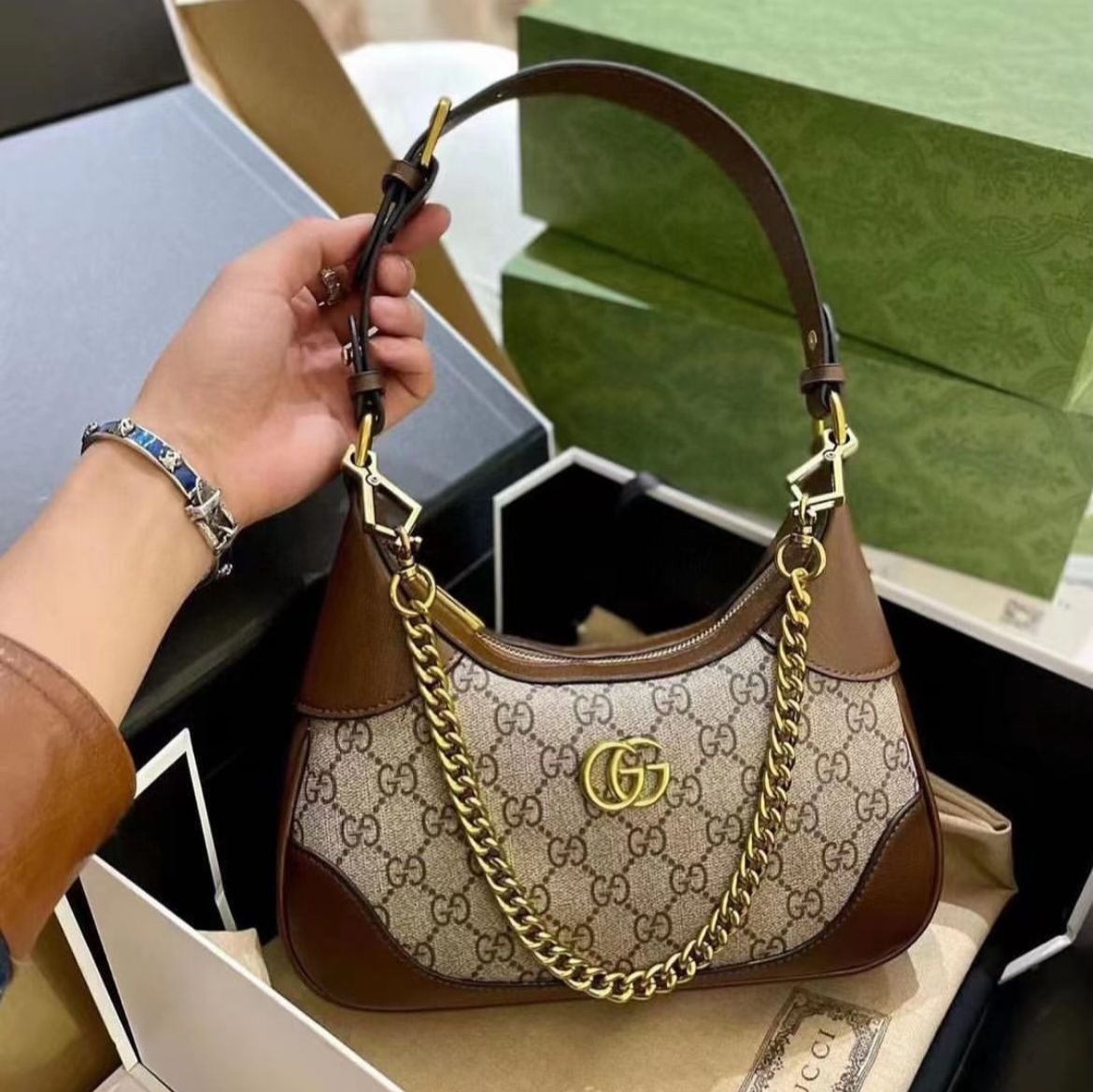 Gucci Ophidia Apricot Brown Shoulder Bag (With Box) - TheLuxuryTag