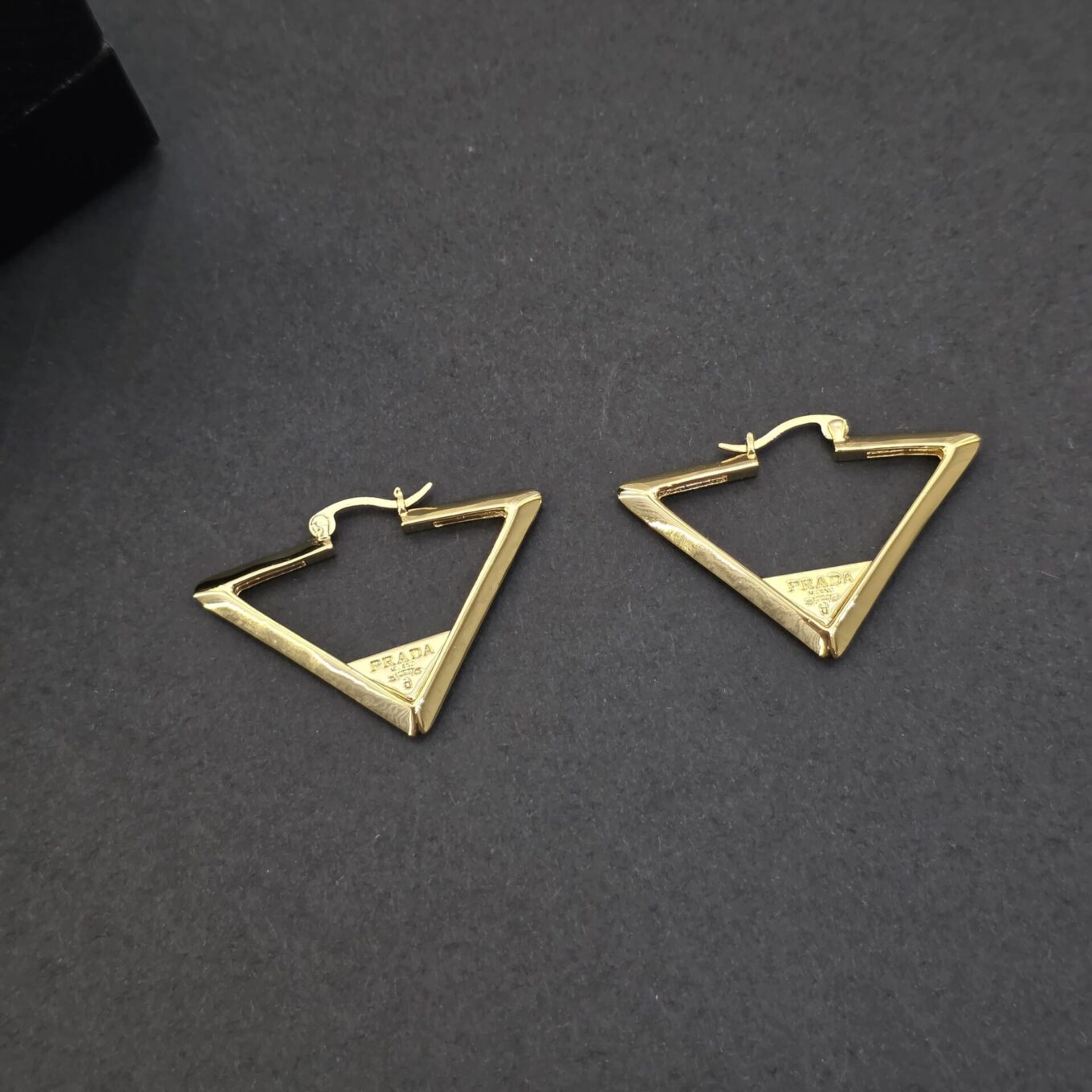 Prada Triangle Golden Earring - TheLuxuryTag