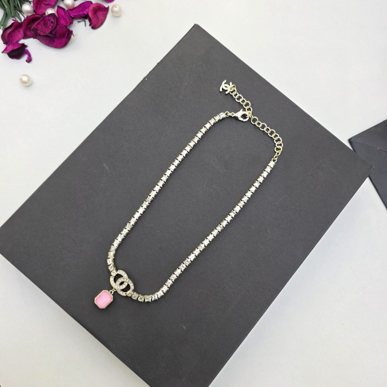 Chanel Chain Diamond Studded Pendent Necklace - TheLuxuryTag