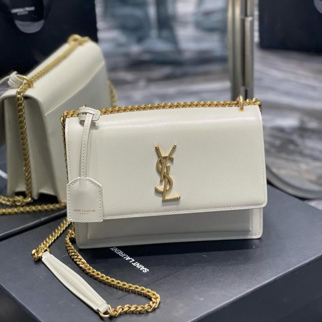 Ysl Sunset White Sling Bag (With Box) - TheLuxuryTag