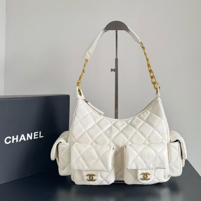 Chanel 25C White Hobo Bag - TheLuxuryTag