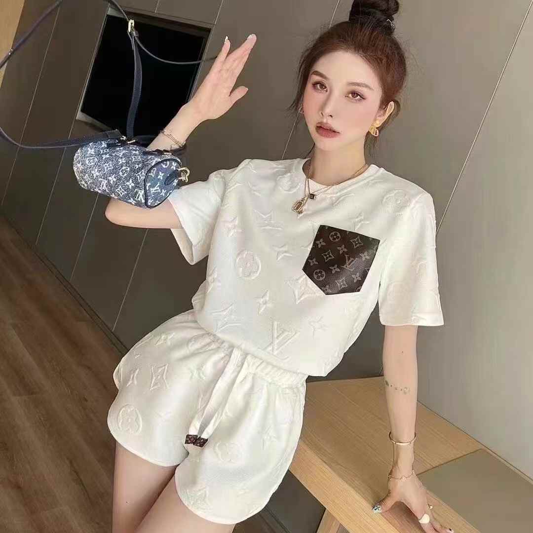 Louis Vuitton White Embossed Co-ord Set For Women - TheLuxuryTag
