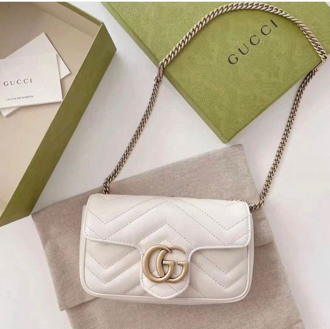 Gucci Marmont White Mini Sling Bag (With Box) - TheLuxuryTag