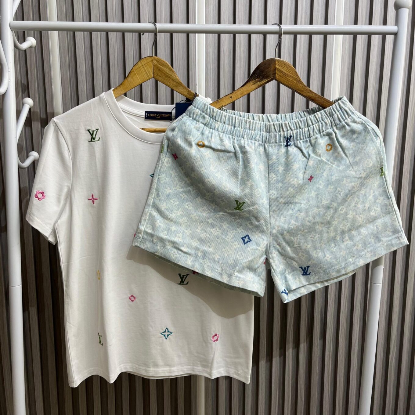 Louis Vuitton White and Blue denim Co-ord set For Women - TheLuxuryTag