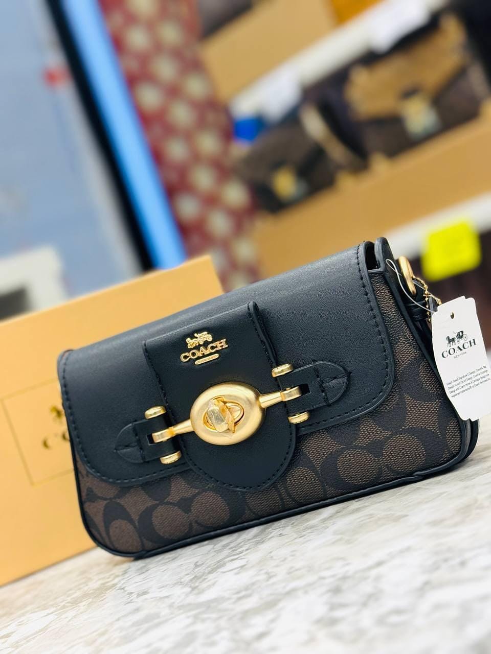 Coach Brie Black Coffee Sling Bag (With Box) - TheLuxuryTag