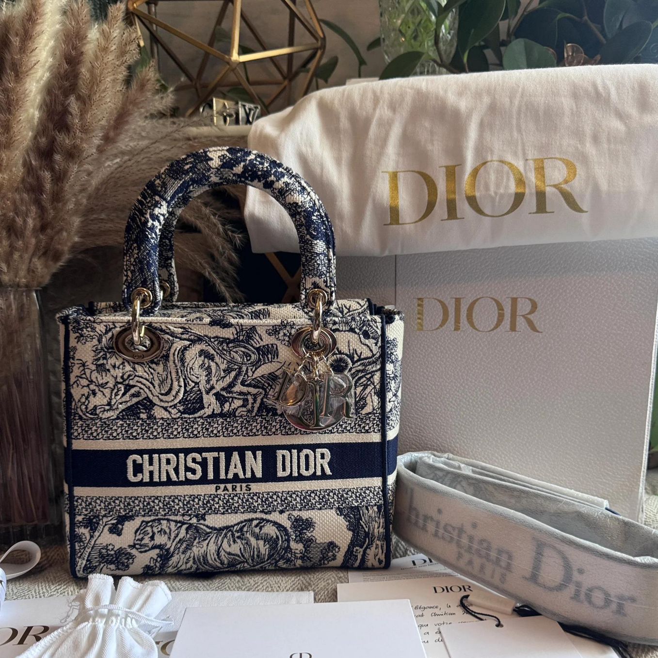 Dior Lady D-Lite Tiger Print Premium Quality Hand Bag (With Double Box ...