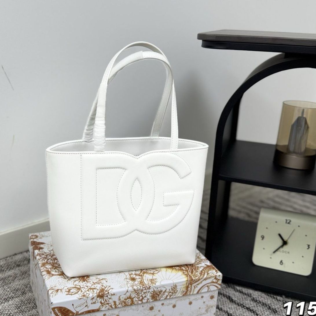 Dolce & Gabbana White DG Logo Medium Tote (With Box) - TheLuxuryTag