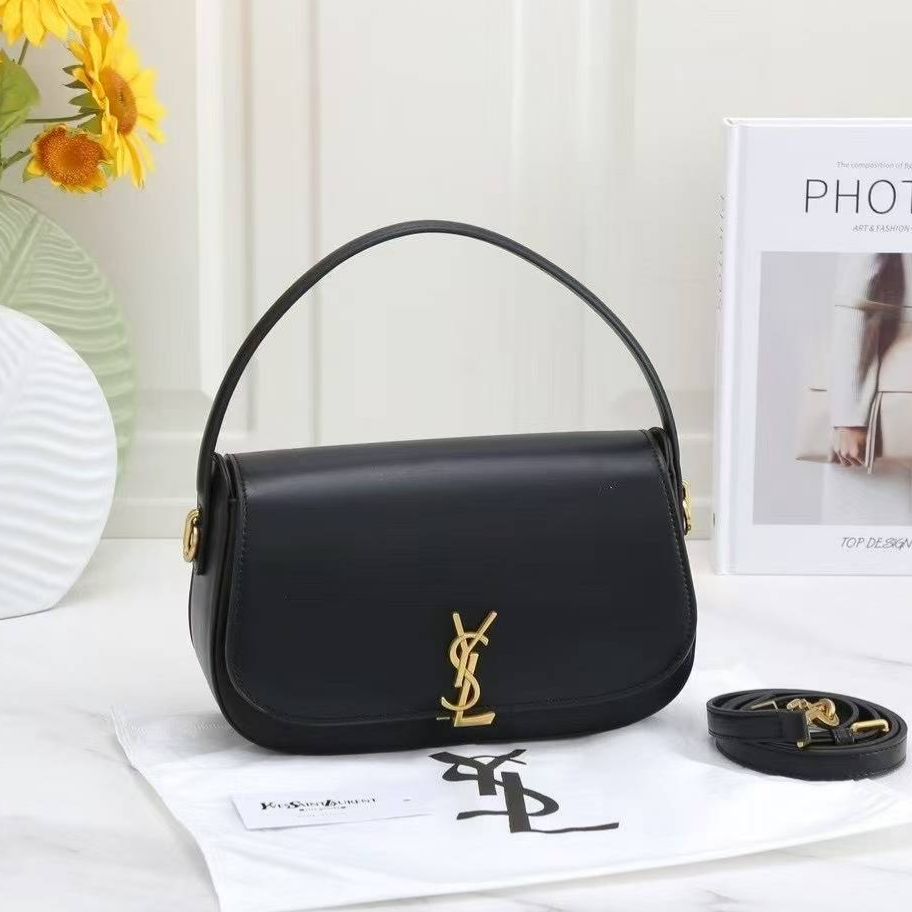 YSL Black Voltaire Shoulder Bag (With Box) - TheLuxuryTag